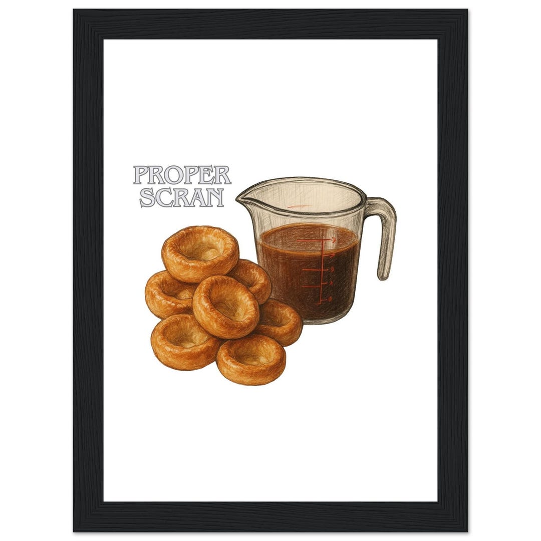 Proper Scran Poster | Yorkshire Pudding & Gravy, Kitchen Art - Etsy UK