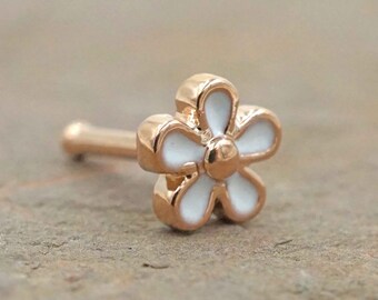 Daisy Rose Gold Nose Ring / Boho Rose Gold Nose Stud - Etsy