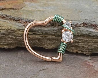 16 Gauge Silver Heart Daith Rook Heart Hoop Ring Daith Septum | Etsy