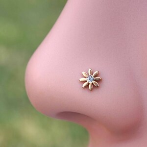 Daisy Rose Gold Nose Ring / Boho Rose Gold Nose Stud - Etsy