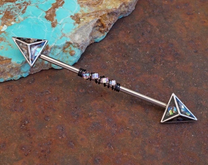 Abalone Shell Arrow Industrial Barbell 14g Scaffold - Etsy