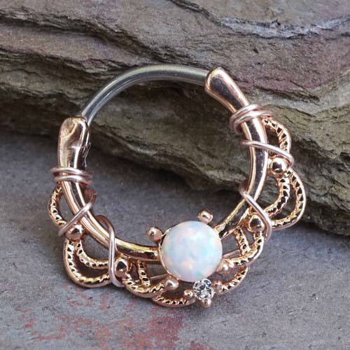 Beautiful Rose Gold Daith Clicker Septum Clicker Ring Jewelry | Etsy