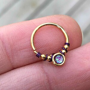 Purple Opal Gold Daith Earring Rook Piercing Hoop - Etsy