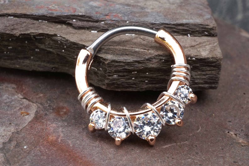 Rose Gold Daith Earring Rook Earring Hoop Rose Gold Clicker - Etsy