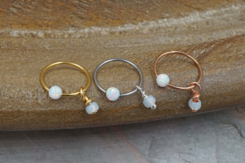 CBR Hoop Earring White Opal Stone Tragus Hoop Helix Conch - Etsy