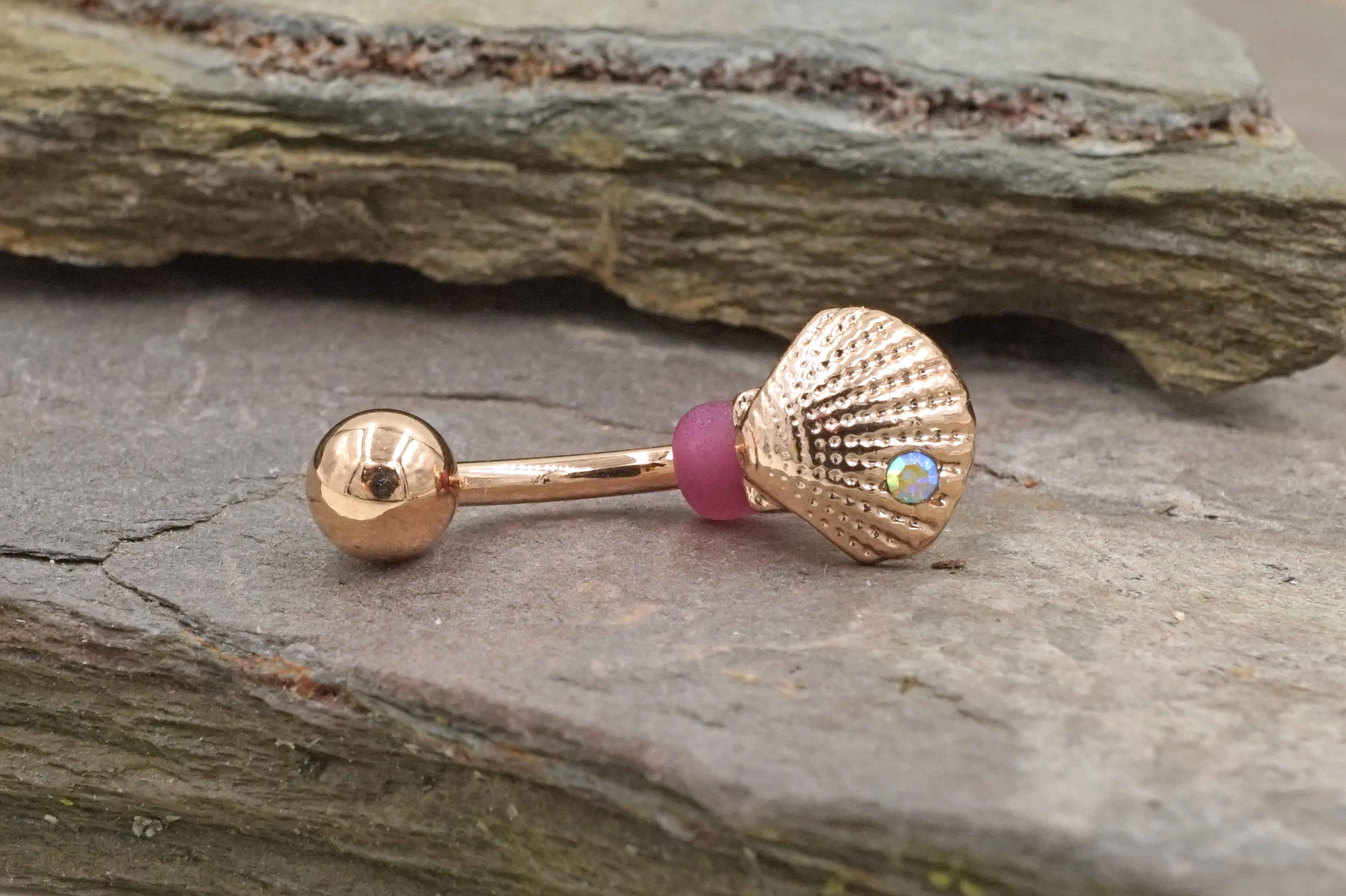 Sea Shell Rose Gold Rook Earring Daith Piercing Eyebrow Ring | Etsy