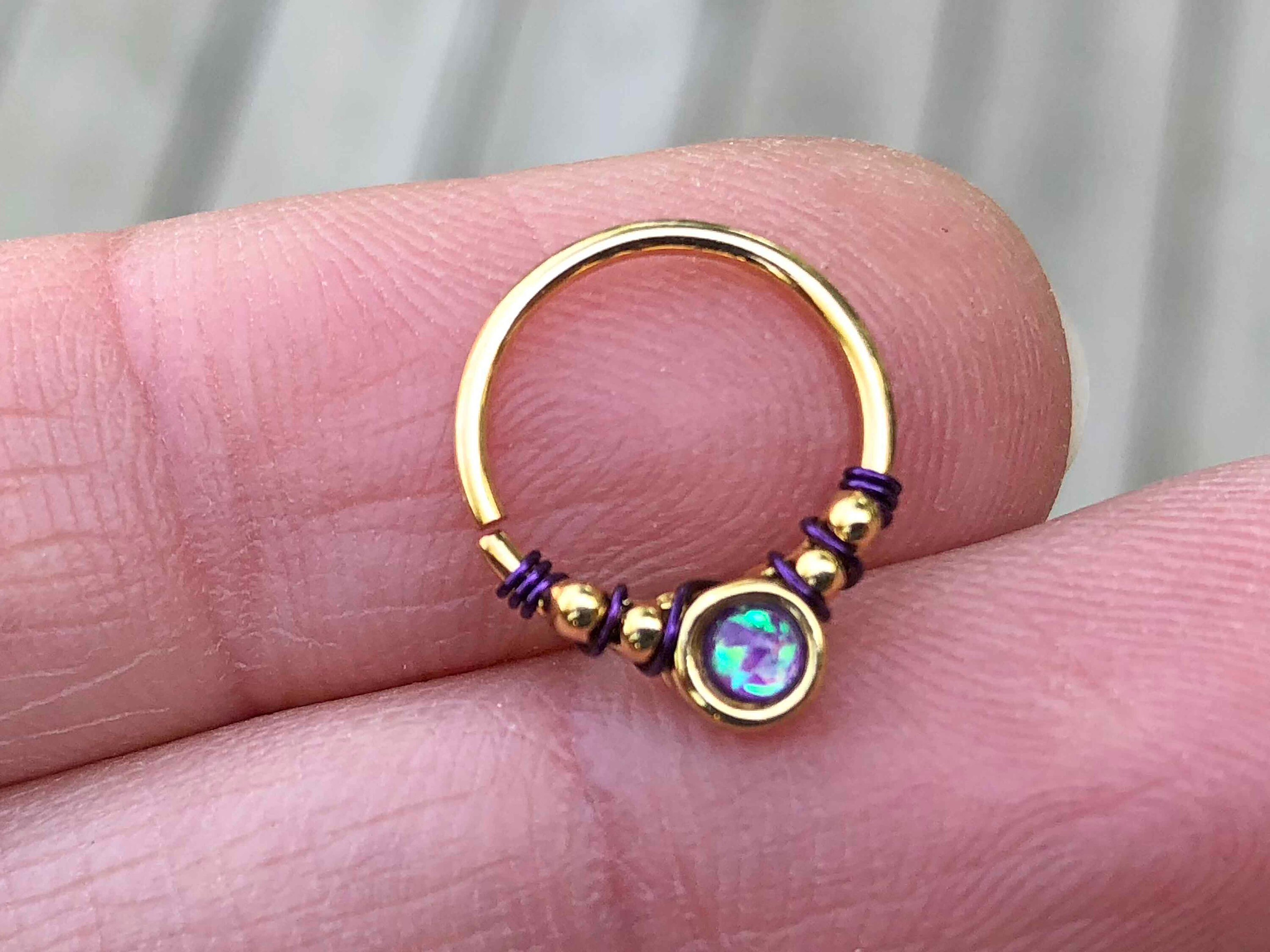 Purple Opal Gold Daith Earring Rook Piercing Hoop | Etsy