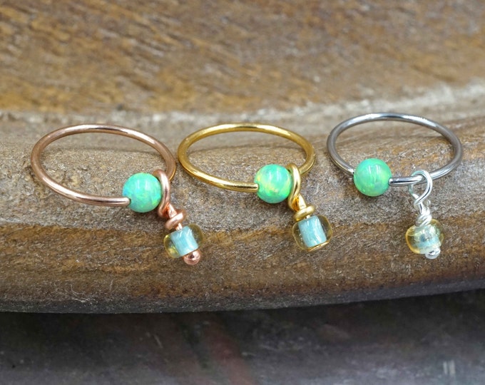 CBR Hoop Earring Green Opal Stone Tragus Hoop Helix Conch - Etsy