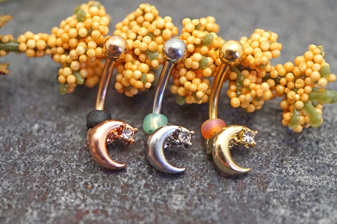 Gold Silver or Rose Gold Moon Rook Earring Daith Piercing - Etsy