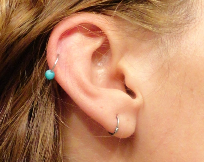 Jade Cartilage Tiny Hoop Piercing Gemstone Upper 10mm Earring - Etsy