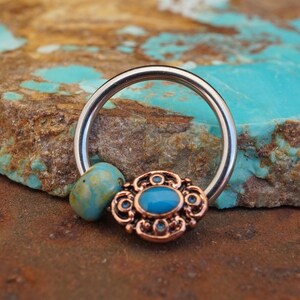 16 Gauge CBR Cartilage Hoop Earring Antiqued Copper Teal - Etsy