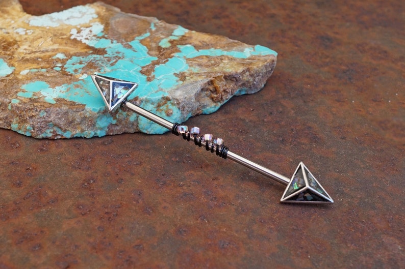 Abalone Shell Arrow Industrial Barbell 14g Scaffold | Etsy