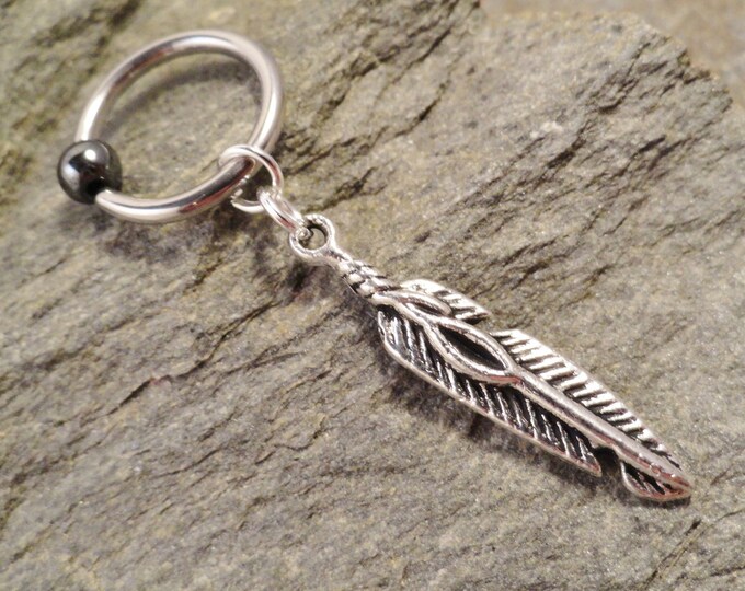 Feather Captive Round Belly Button Jewelry Ring - Etsy