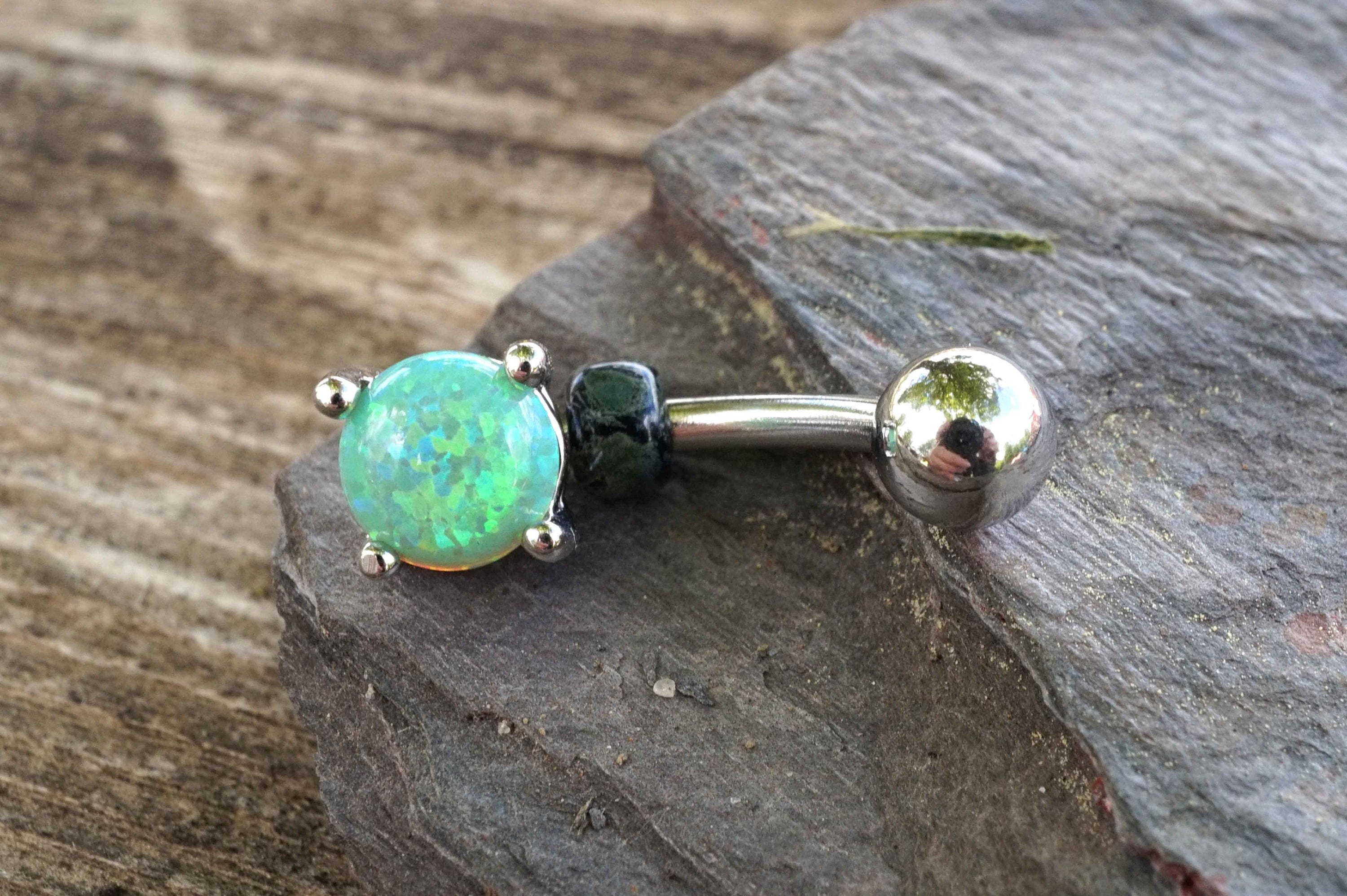 Green Opal Belly Button Rings Belly Button Jewelry - Etsy