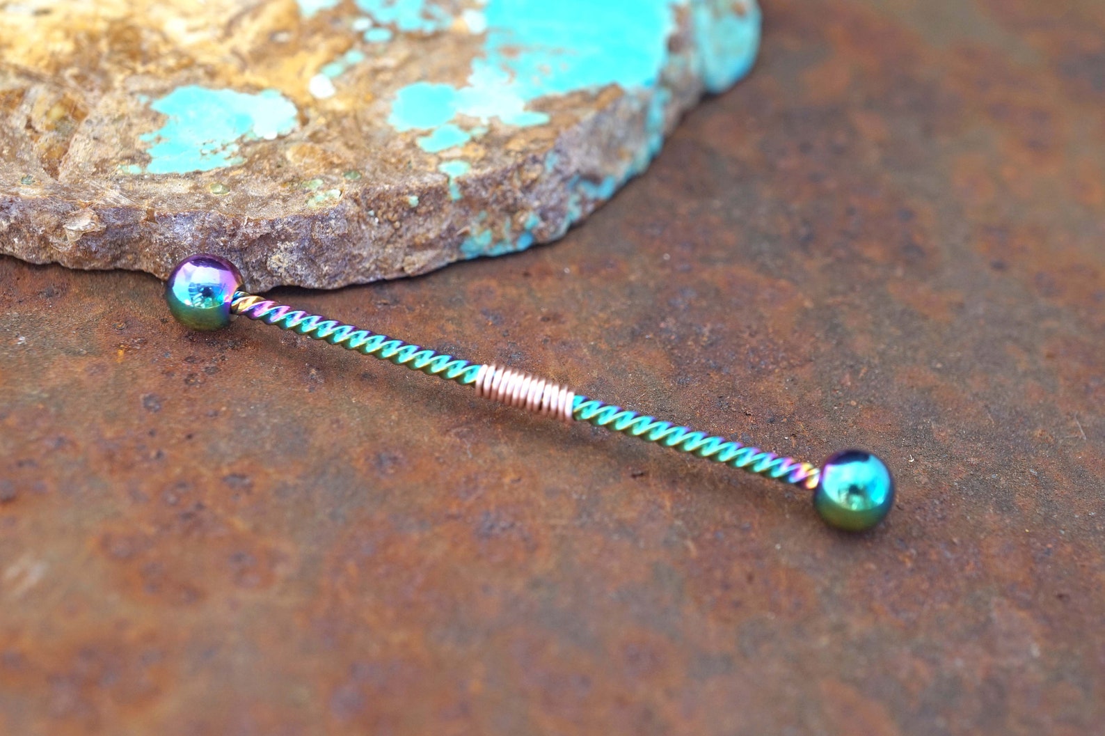 Rainbow Twisted Rope Industrial Barbell 14g Scaffold - Etsy