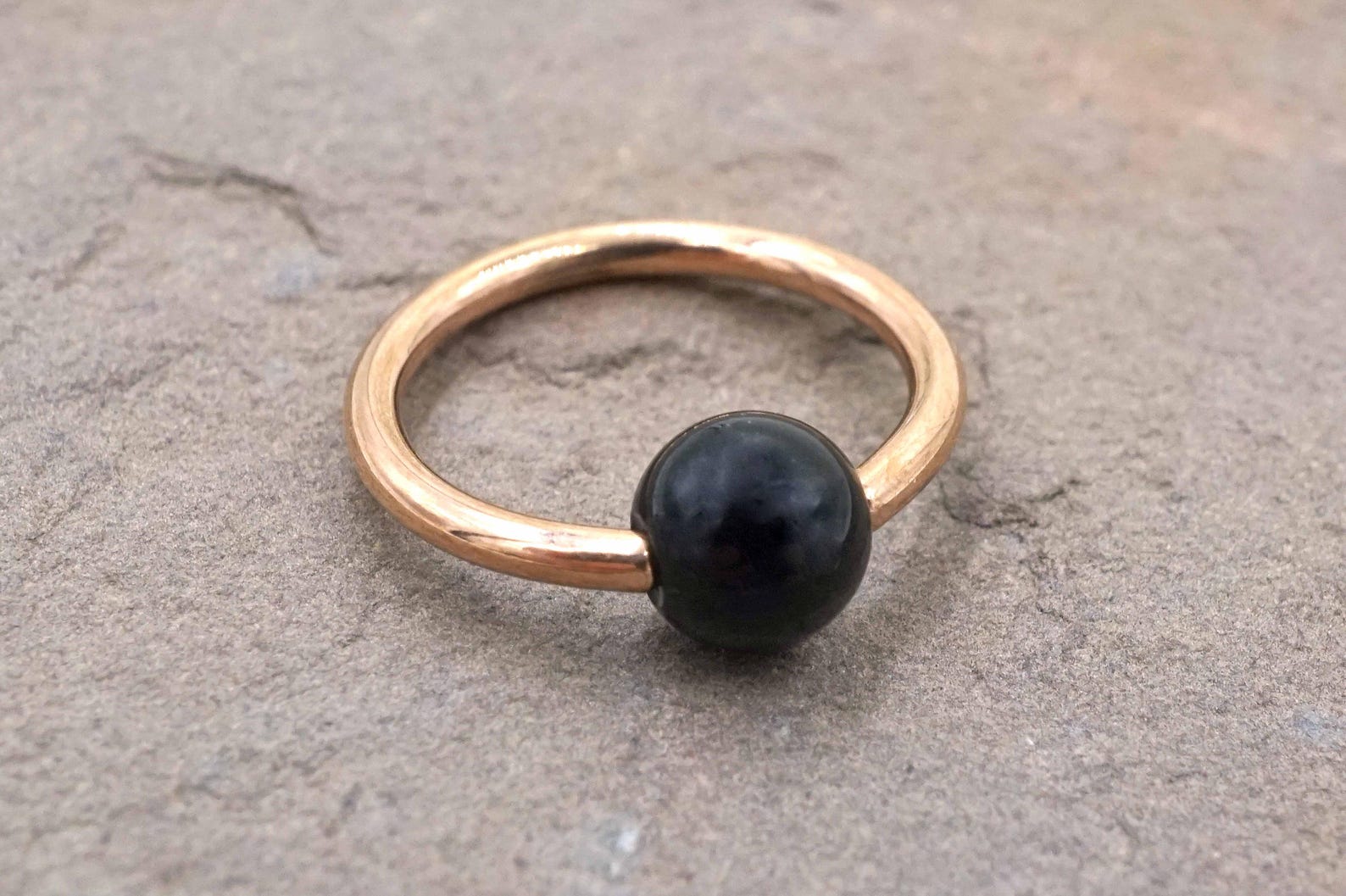 16 Gauge CBR Rose Gold Cartilage Hoop Earring Black Onyx - Etsy