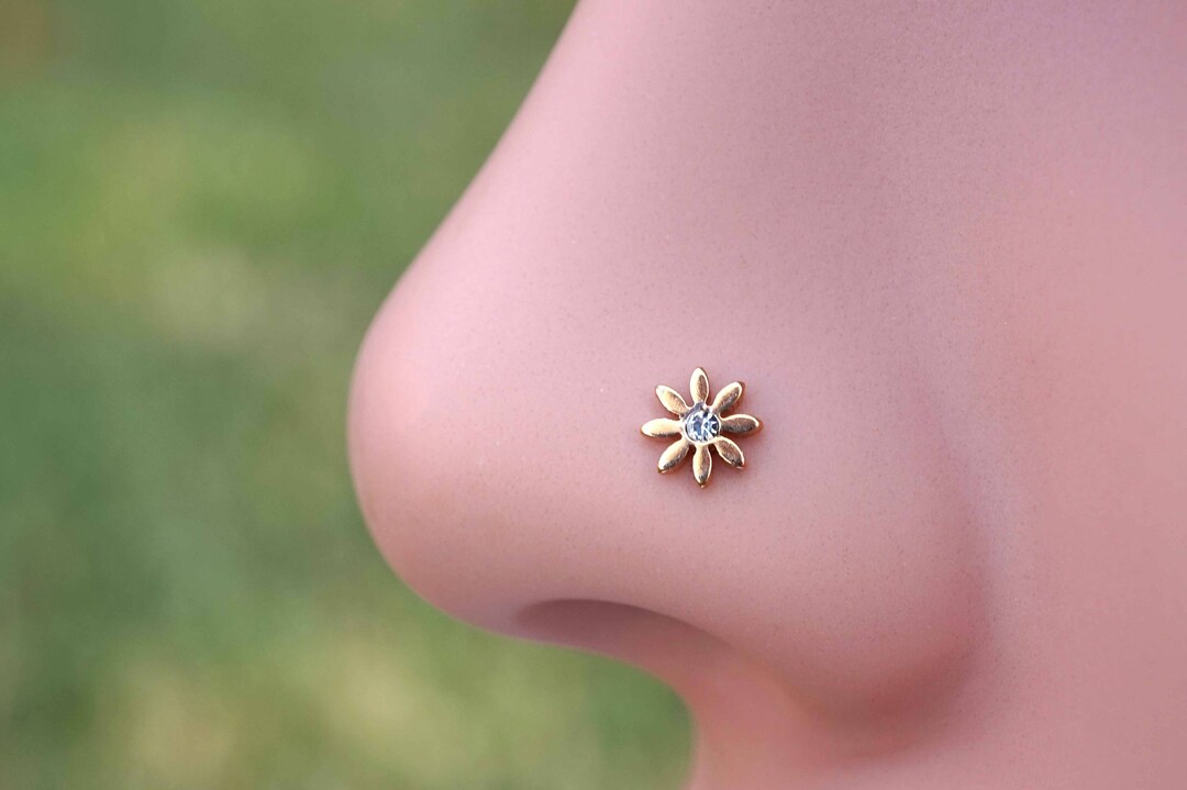 Daisy Rose Gold Nose Ring / Boho Rose Gold Nose Stud - Etsy