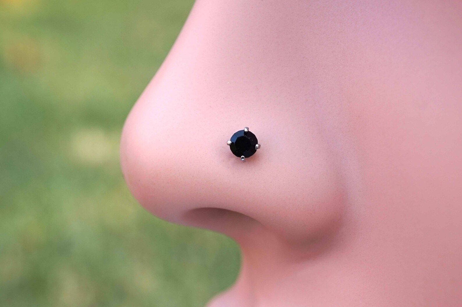 18g or 20g Black Crystal Nose Stud Nose Bone | Etsy