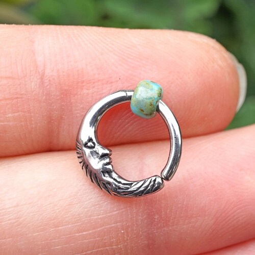 Silver Heart Hoop Rook Piercing Daith Earring Tragus Hoop | Etsy