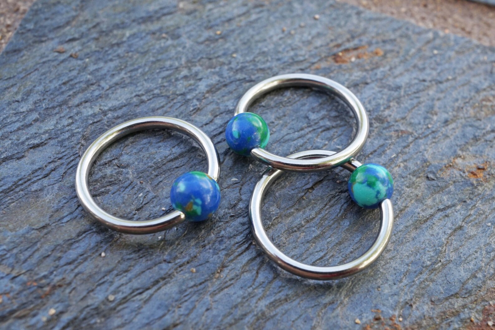 16 Gauge Lapis Stone CBR Cartilage Hoop Earring Tragus Hoop - Etsy