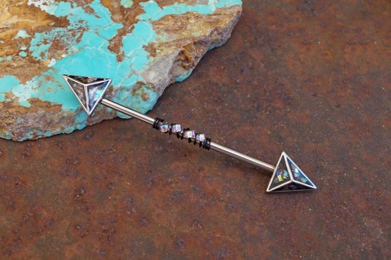 Abalone Shell Arrow Industrial Barbell 14g Scaffold | Etsy