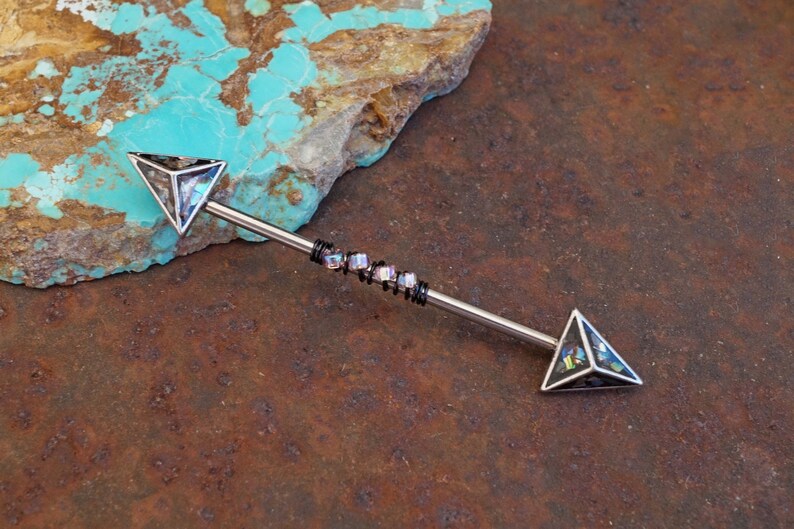 Abalone Shell Arrow Industrial Barbell 14g Scaffold | Etsy