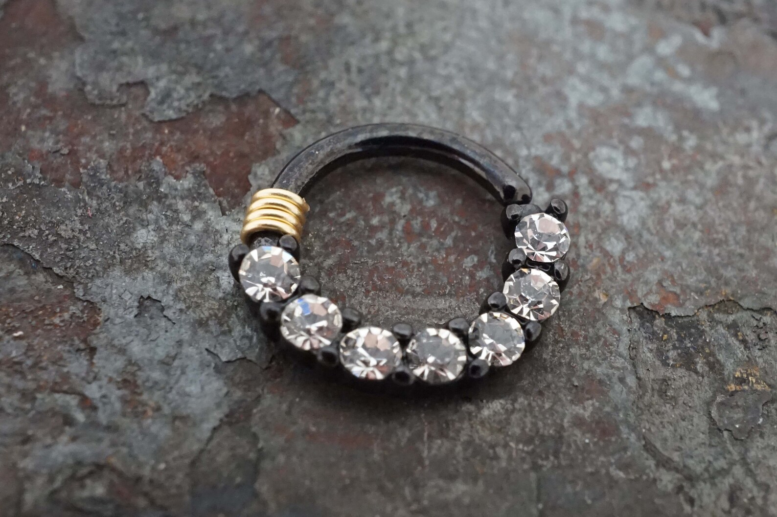 16g or 18g Clear Crystal Black Daith Rook Hoop Ring Daith | Etsy