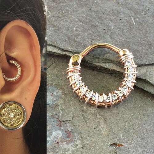 Rose Gold Daith Earring Rook Earring Hoop Rose Gold Clicker - Etsy