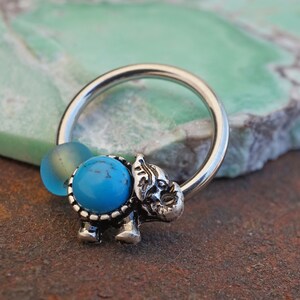 16 Gauge CBR Cartilage Hoop Earring Turquoise Elephant Tragus Hoop ...