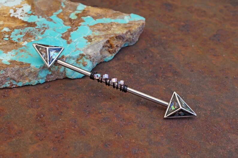 Abalone Shell Arrow Industrial Barbell 14g Scaffold | Etsy