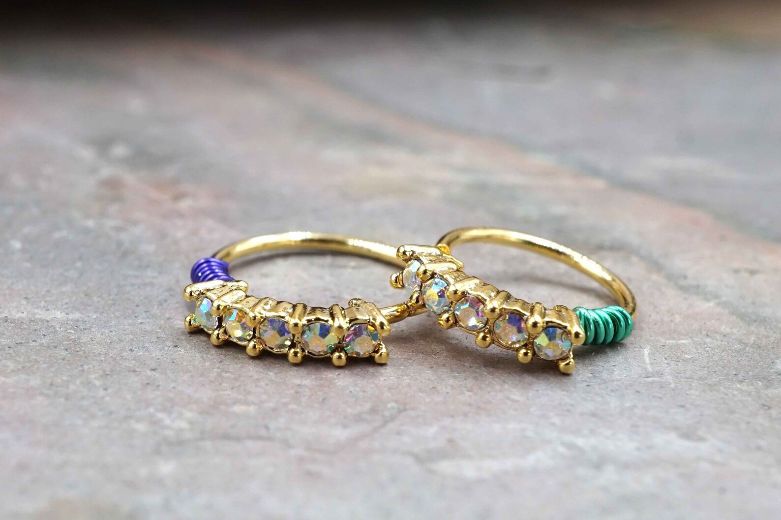 Aurora Borealis Gold Nose Hoop Rook Hoop Daith Hoop Cartilage | Etsy