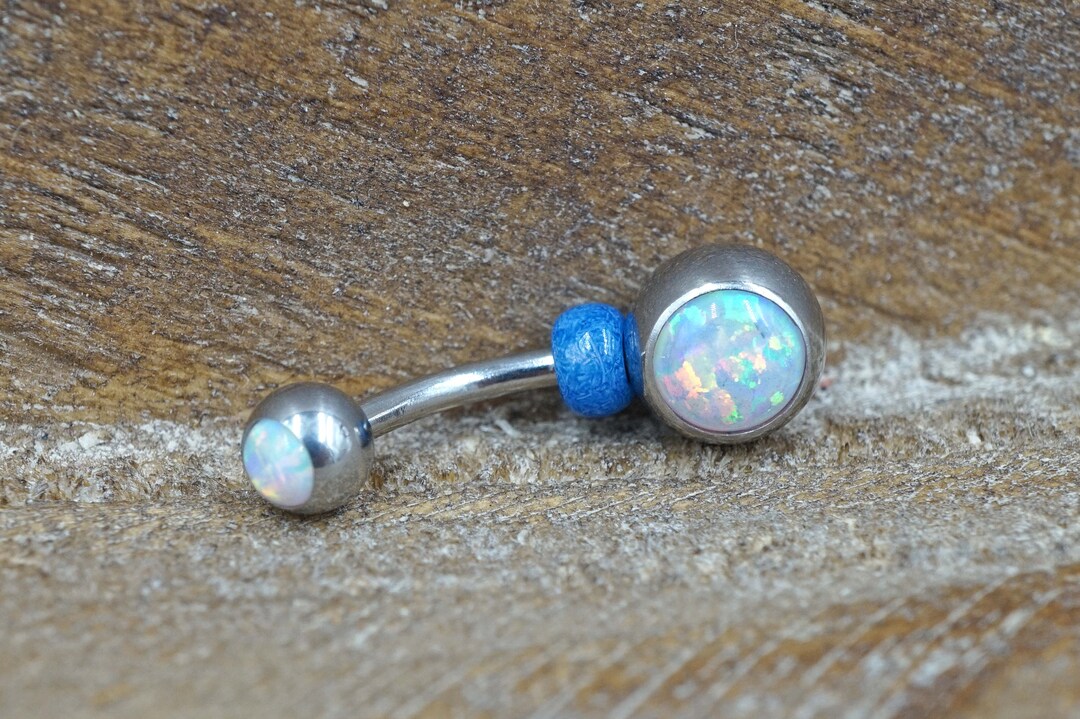 Simple White Opal Belly Button Ring - Etsy