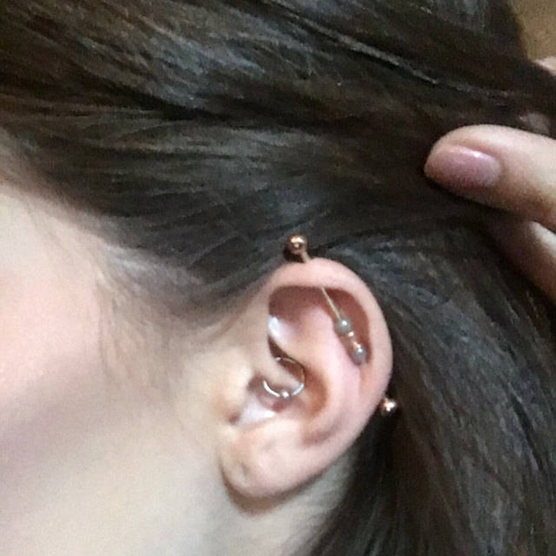 16g Rose Gold Industrial Barbell Scaffold Piercing | Etsy