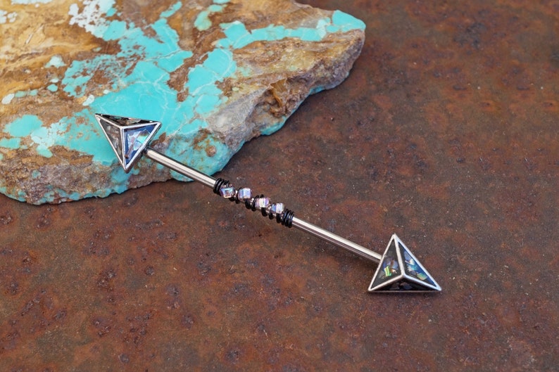 Abalone Shell Arrow Industrial Barbell 14g Scaffold | Etsy