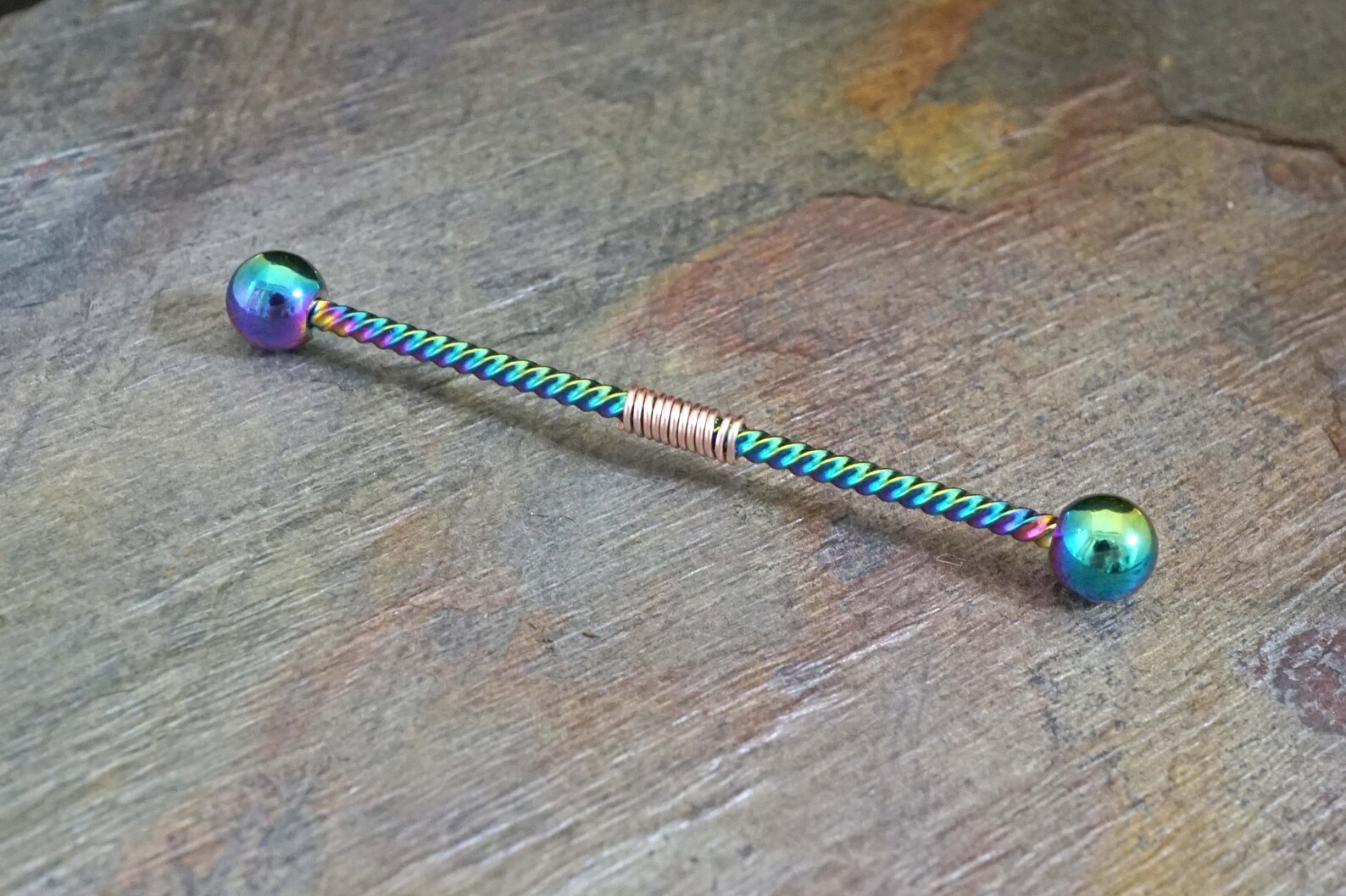 Rainbow Twisted Rope Industrial Barbell 14g Scaffold - Etsy
