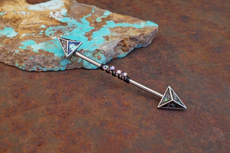 Abalone Shell Arrow Industrial Barbell 14g Scaffold | Etsy