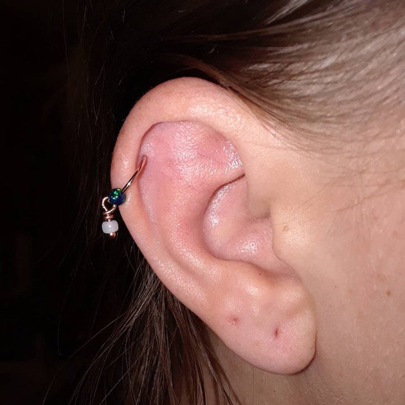 CBR Hoop Earring White Opal Stone Tragus Hoop Helix Conch - Etsy