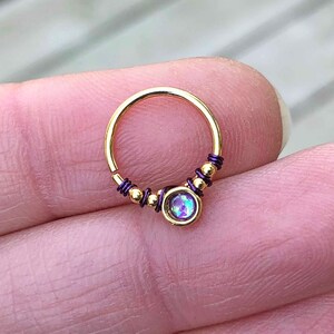 Purple Opal Gold Daith Earring Rook Piercing Hoop - Etsy