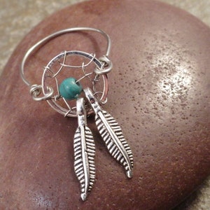 Dream Catcher Ring With Feathers | Etsy
