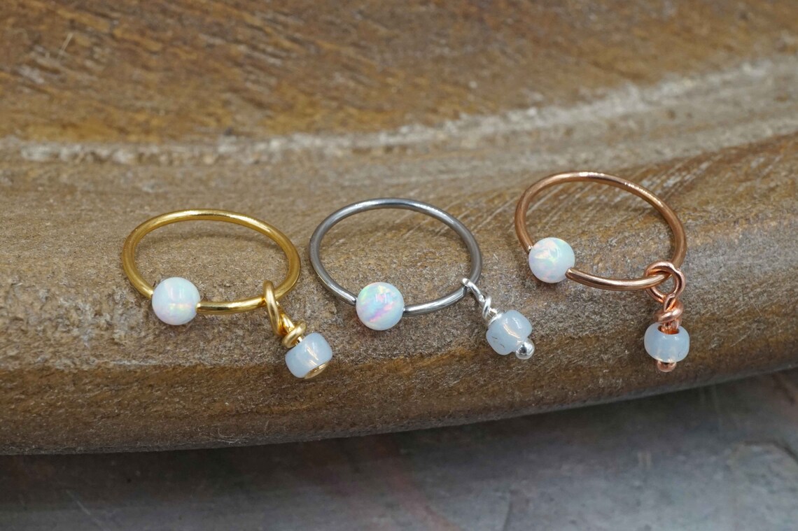 CBR Hoop Earring White Opal Stone Tragus Hoop Helix Conch | Etsy