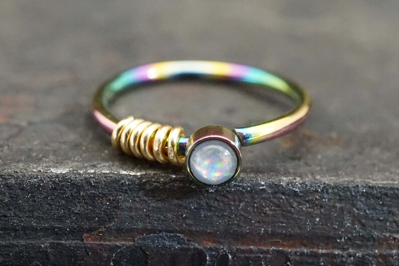 Illuminating Rainbow Nose Hoop Nose Ring 20G Silver Nose Ring | Etsy