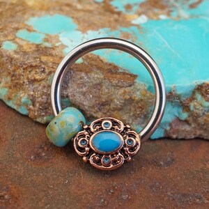 16 Gauge CBR Cartilage Hoop Earring Antiqued Copper Teal - Etsy
