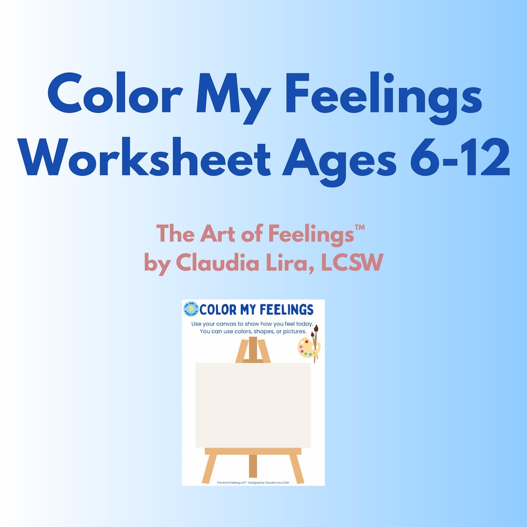The Art of Feelings: Color My Feelings Canvas Worksheet - Etsy