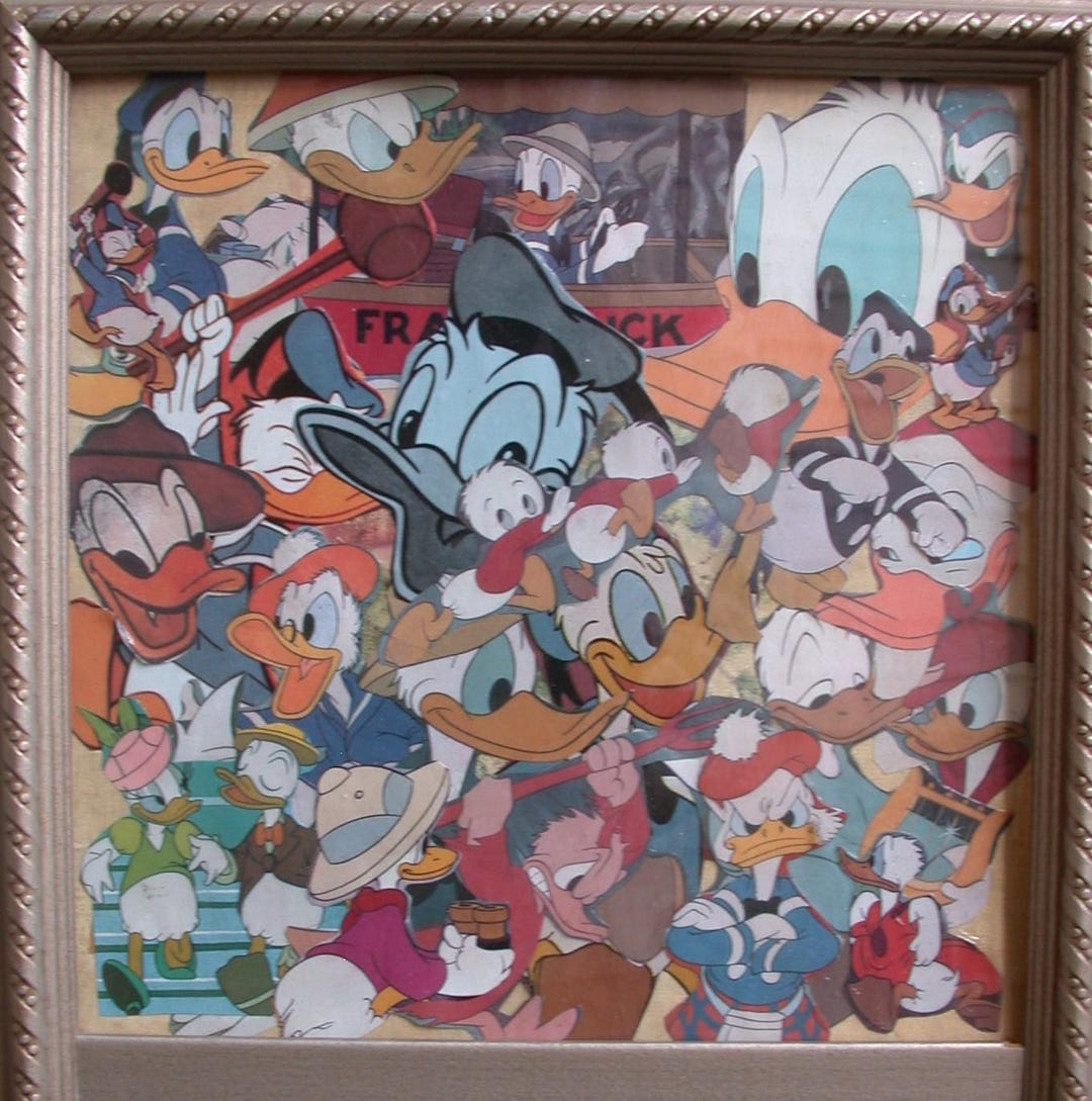 Have A Donald Duck Day! Collage With Mirror, 26" by 10" Framed Multi ...