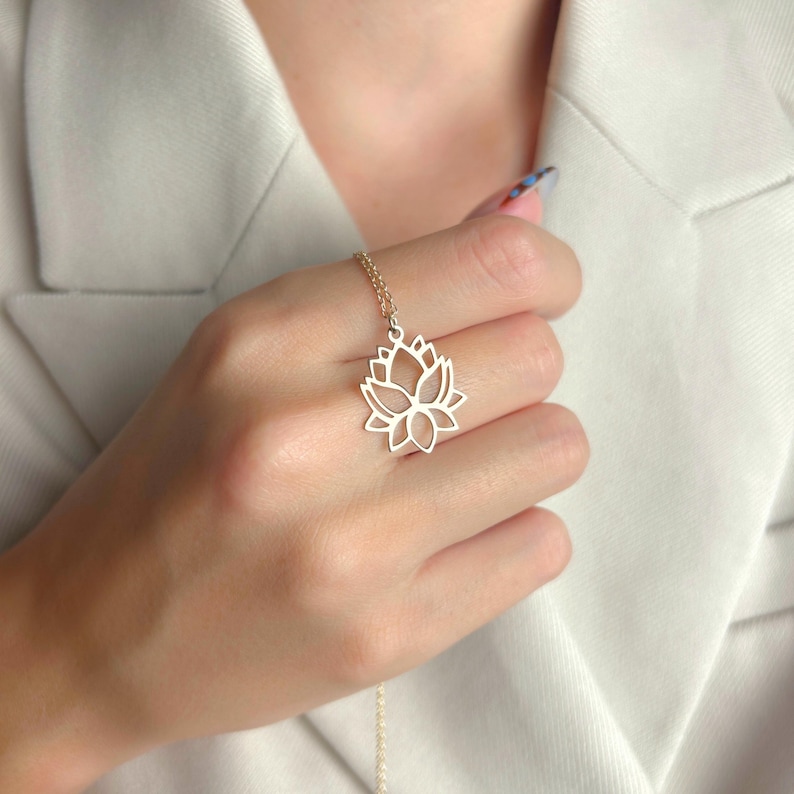 Lotus Flower Necklace, Gold Spiritual Pendant, Yoga Jewelry for ...