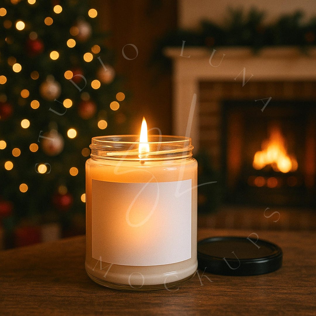 Lumient Scented Soy 9 Oz Candle Mockup | Christmas Candle Mockup ...