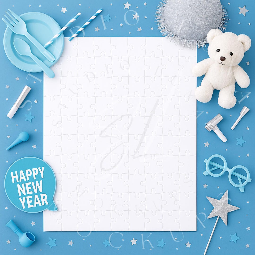 New Years Kids Activity Puzzle Mockup | New Years Puzzle Mockup | Kids ...