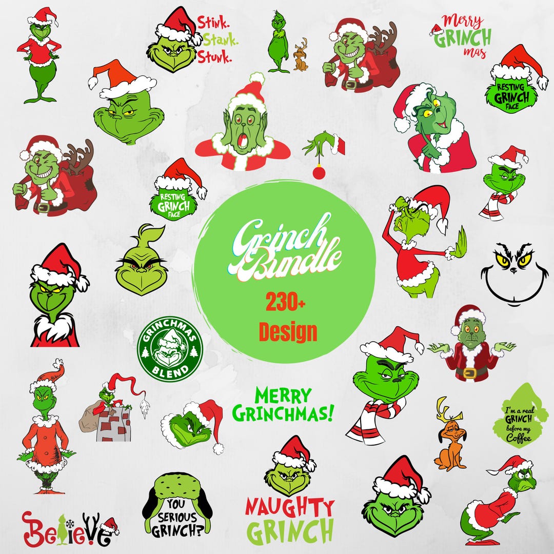 Mega Bundle Grinch SVG, Grinch Face Svg, Merry Grinchmas Svg, Green ...