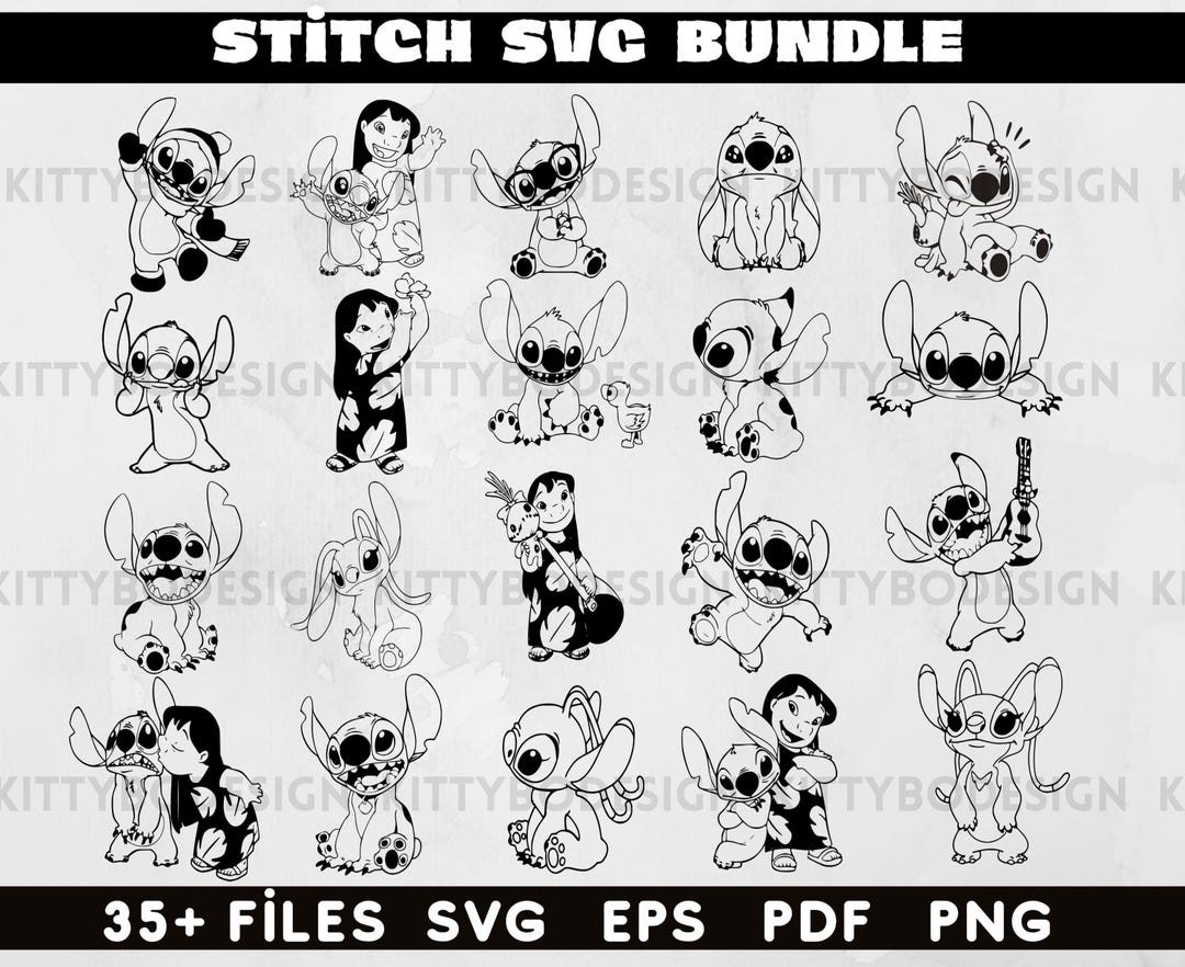 Stitch SVG Bundle: Cartoon Clipart for Cricut (instant Download) - Etsy