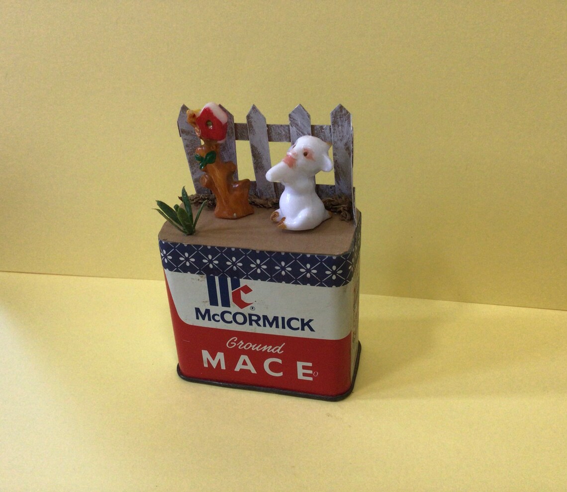 Spice Buddy Baby Goat and Birdhouse on Mace Tin Hand Made One | Etsy